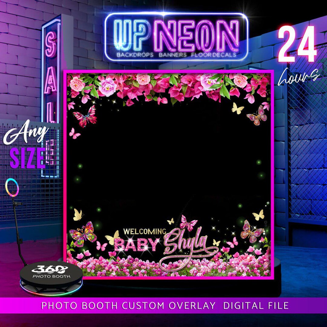 Upneon 360 Photo Booth Overlay, Butterflies 360 Overlay, Birthday 360 ...