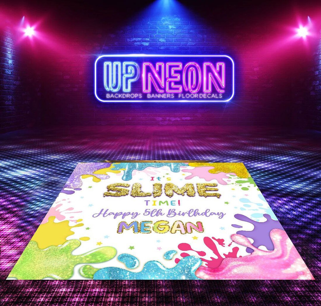 PRINTED or DIGIT Rainbow Slime Floor Decal | Slime Birthday Wrapper ...