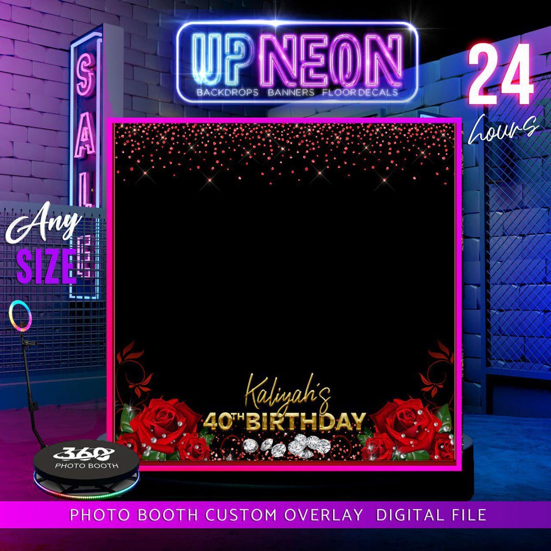 Upneon 360 Photo Booth Overlay, Red Roses 360 Overlay, Birthday 360 ...