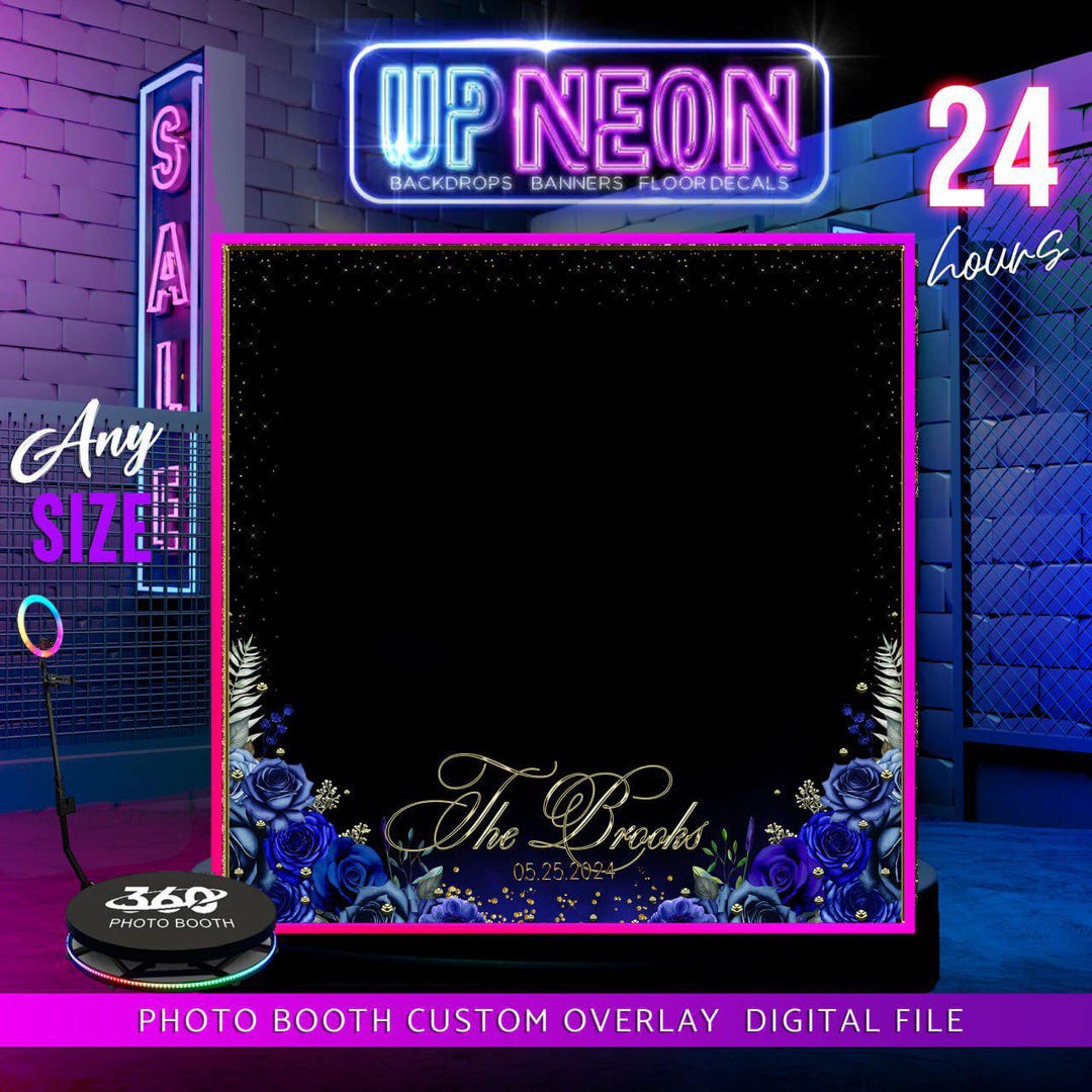 Upneon 360 Photo Booth Overlay, Royal Blue 360 Overlay, Blue Wedding ...