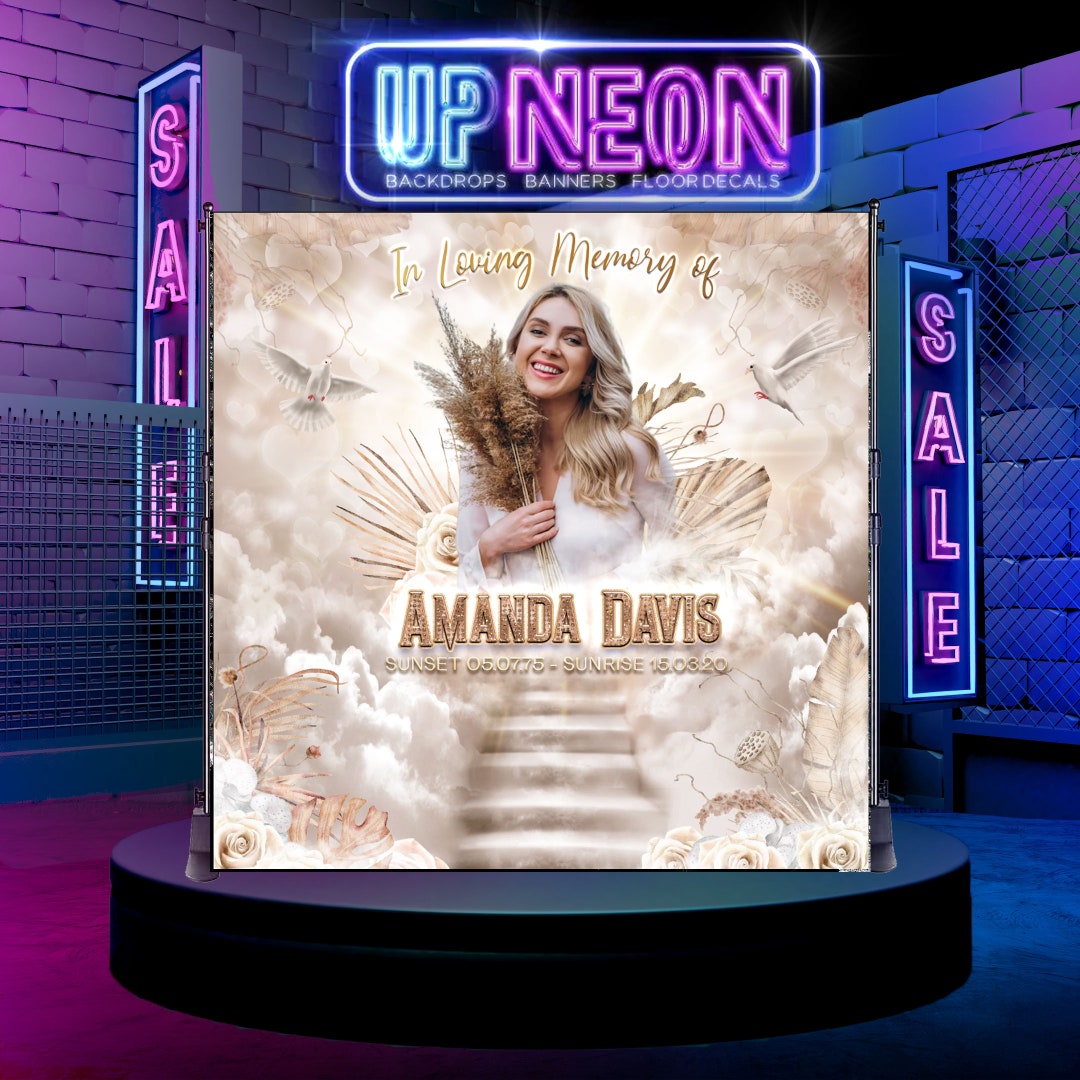 PRINTED or DIGITAL, Boho Funeral Backdrop, Memorial Backdrop, in Loving ...