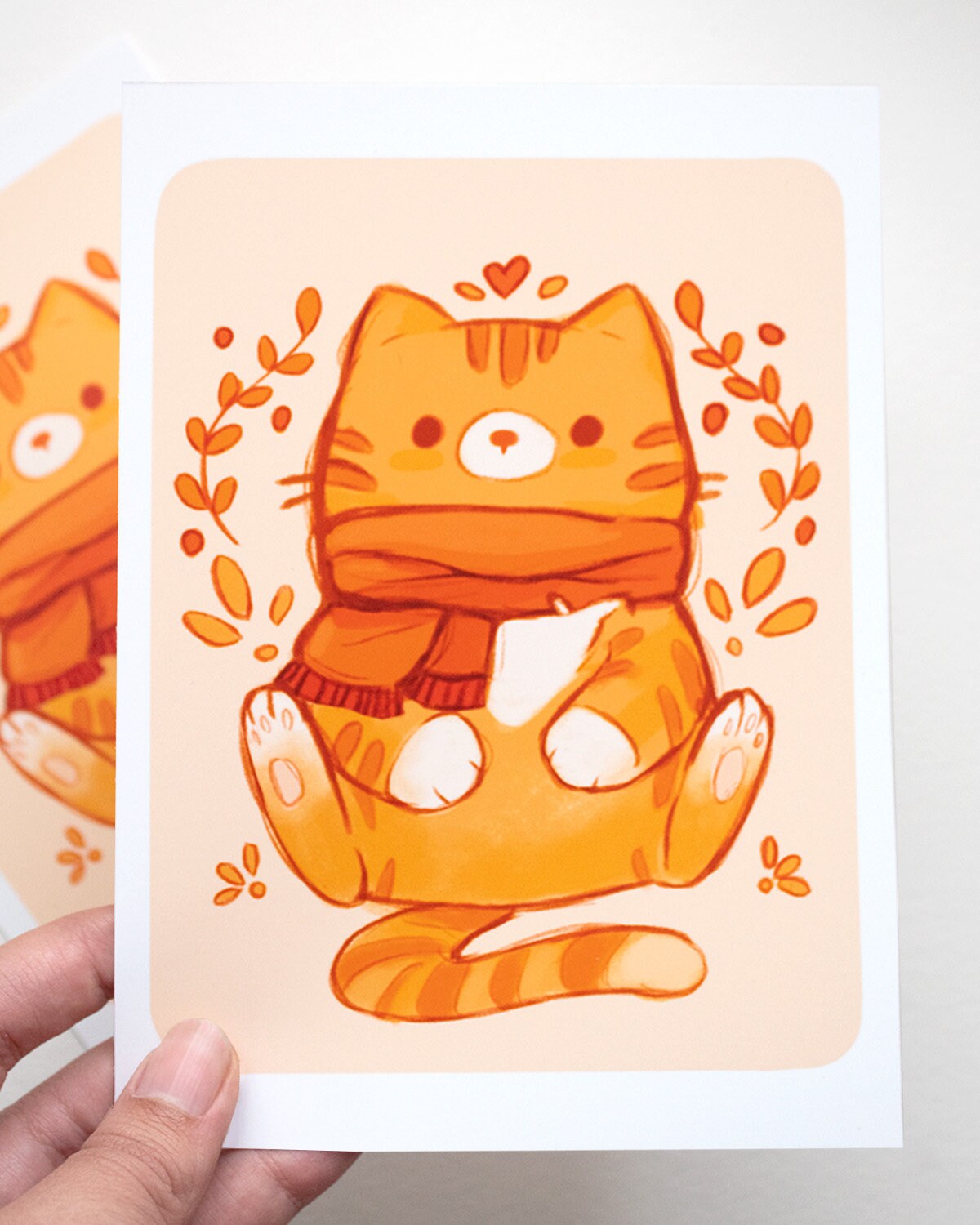 5x7 Autumn Cat Art Print Orange Cat Print Fall Cat Art - Etsy