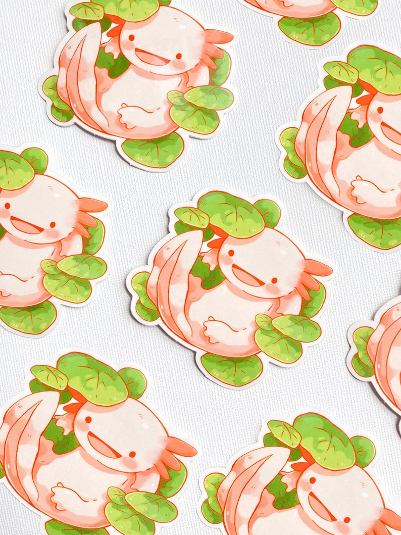 Happy Axolotl Sticker | Cute Animal Stickers | Pink Sticker | Cute ...