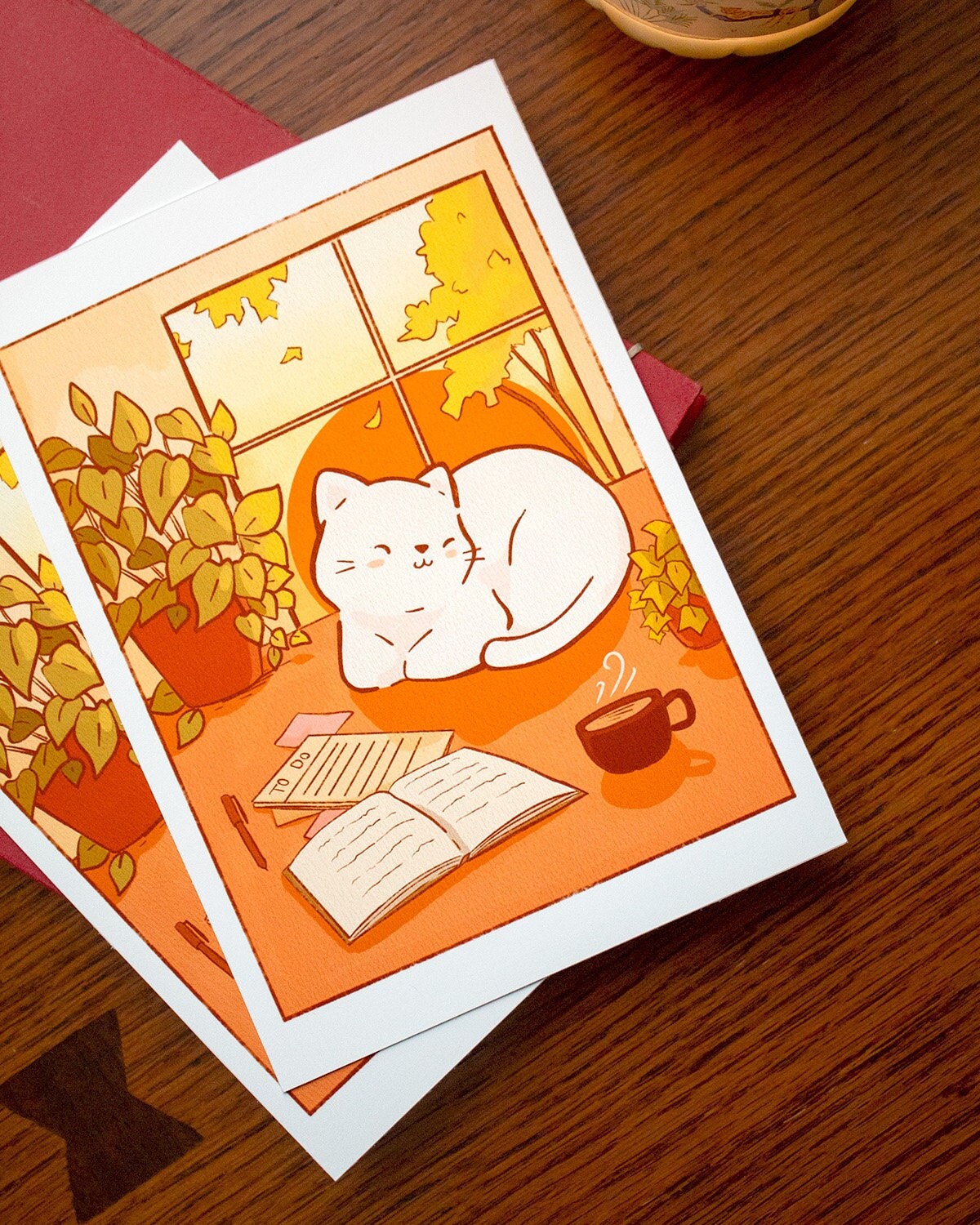 8.5x11 Fall Sunset Cat Art Print Cute Cat Art Cat Prints Cat Art Decor ...