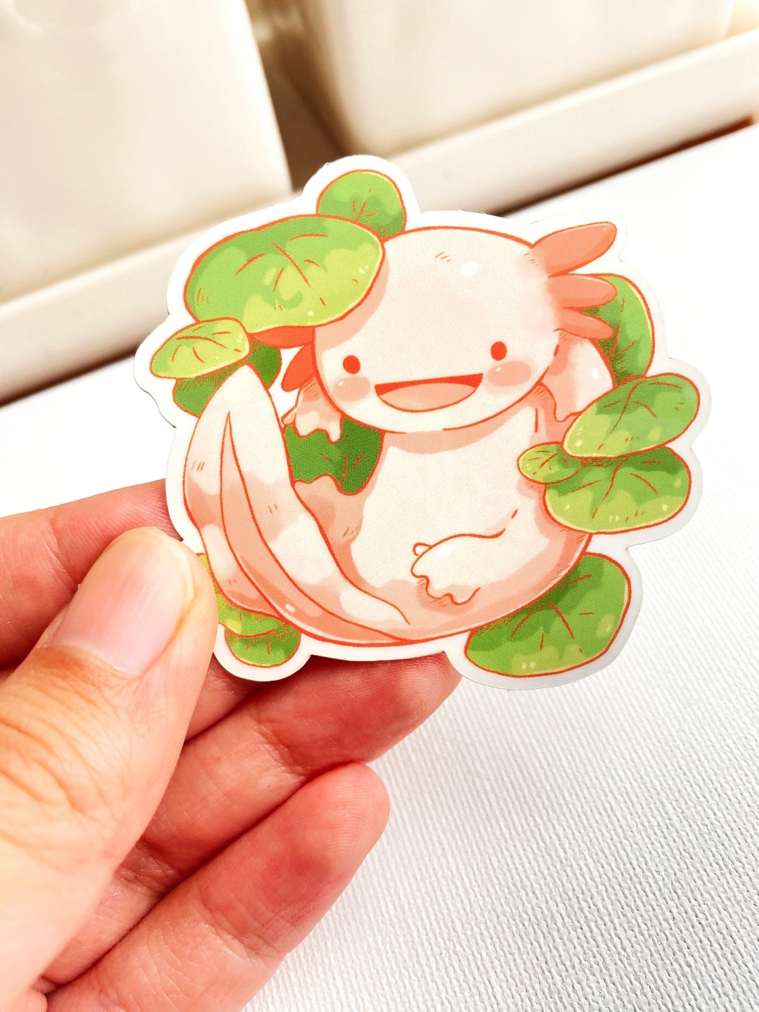 Happy Axolotl Sticker | Cute Animal Stickers | Pink Sticker | Cute ...