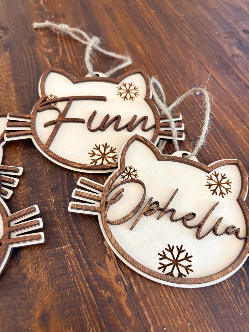 Personalized Cat Ornament: Custom Wood Pet Memorial, Christmas Tree ...