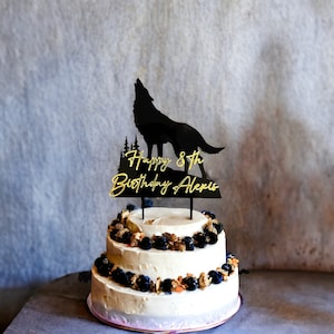 Wolf Howling Cake Topper Custom Name and Age the Great Wolf Howling - Etsy