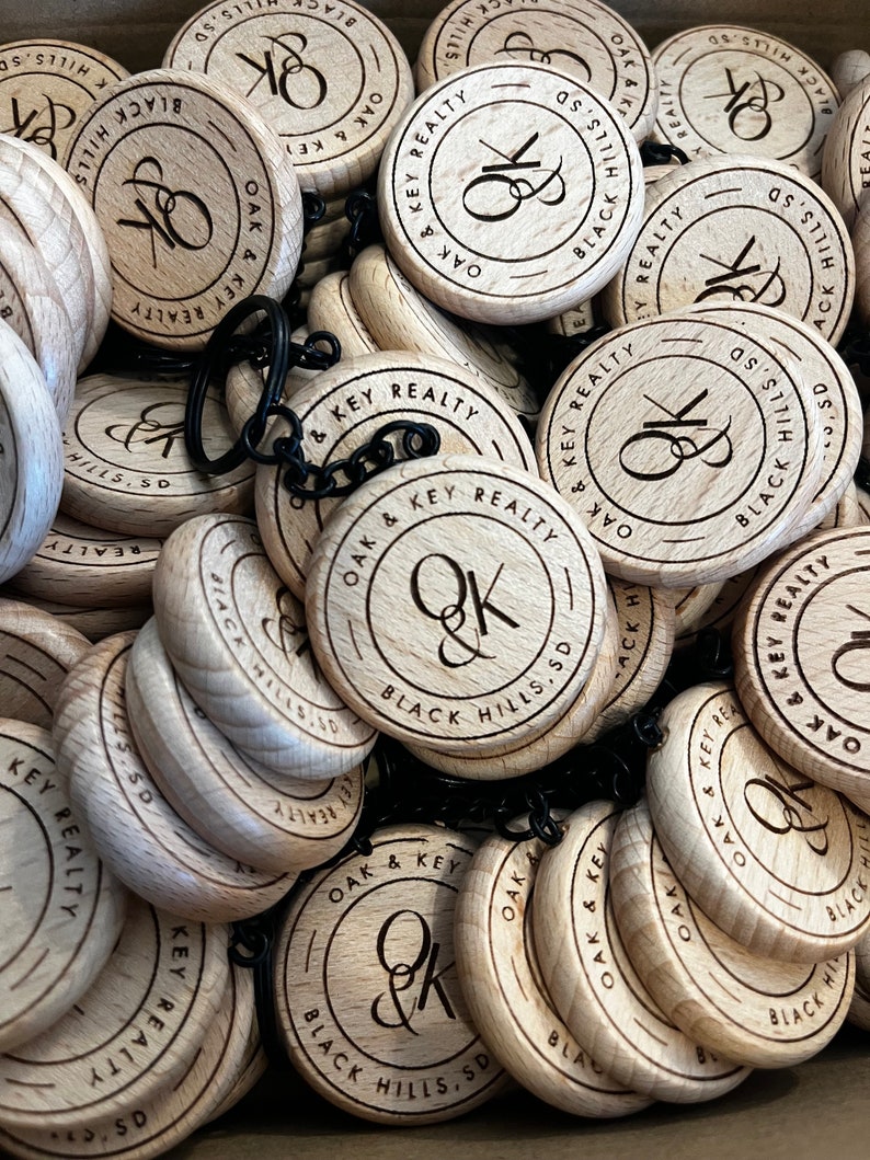 Realtor Closing Gift Keychain | Custom Logo Wood Keychain | Real Estate ...