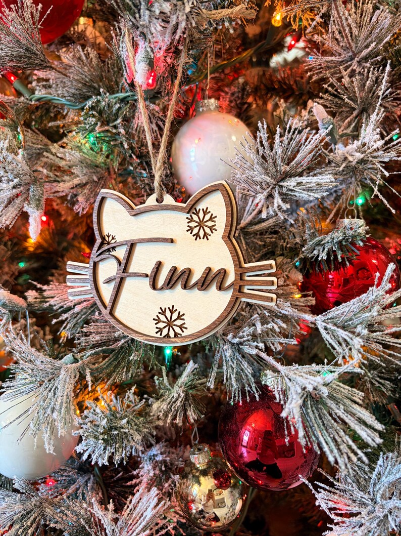Personalized Cat Ornament: Custom Wood Pet Memorial, Christmas Tree ...