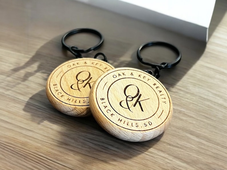 Realtor Closing Gift Keychain | Custom Logo Wood Keychain | Real Estate ...
