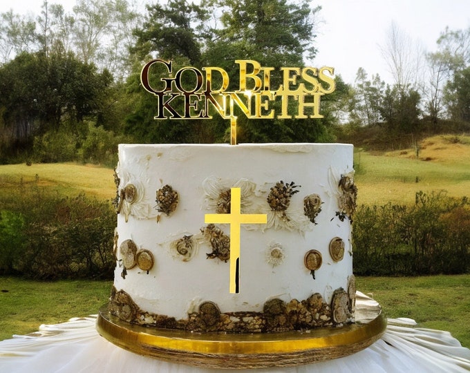 Custom Baptism Cake Charm Cross Cake Charm Personalized First Communion ...