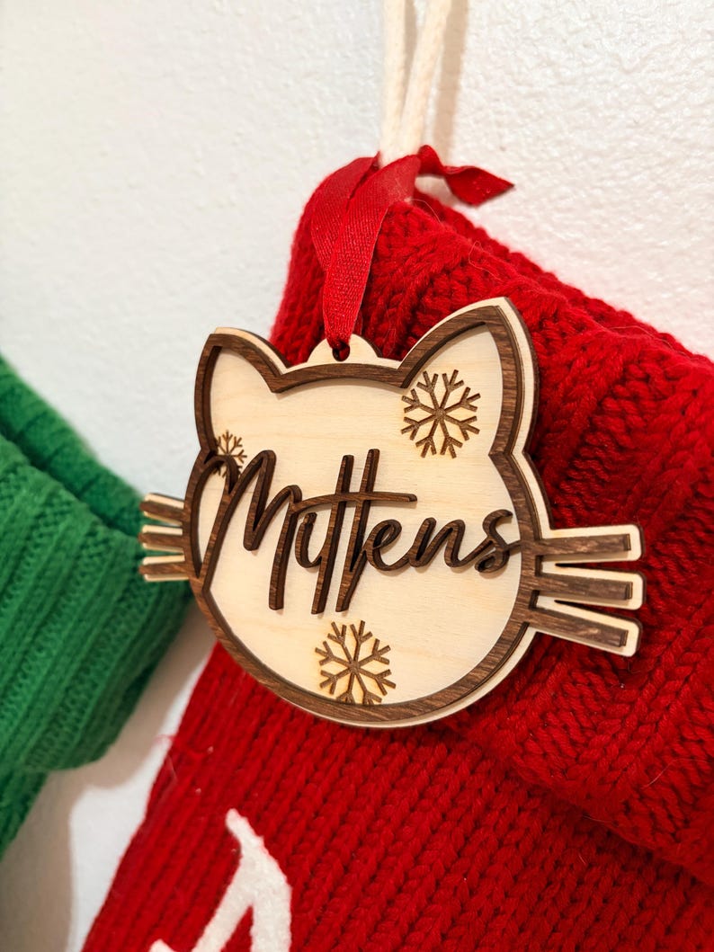 Personalized Cat Ornament: Custom Wood Pet Memorial, Christmas Tree ...