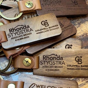 Custom Realtor Closing Gift Keychain Wooden and Leather Keychain ...