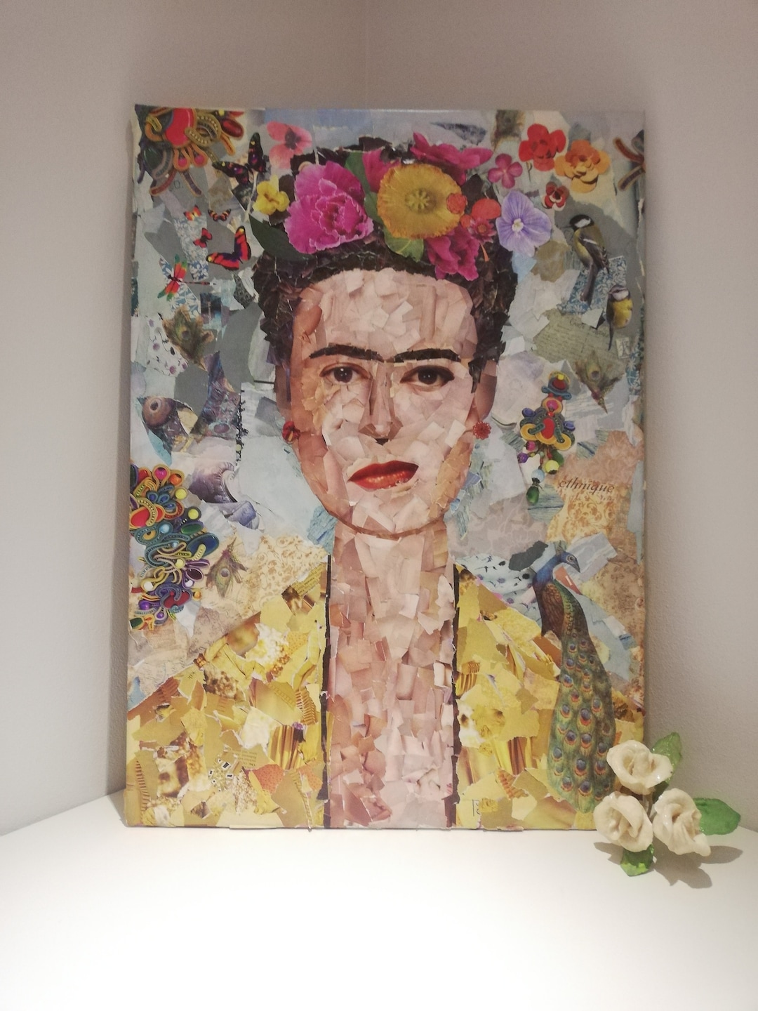 Frida - Original Collage Made With Magazine Paper on Canvas - Etsy