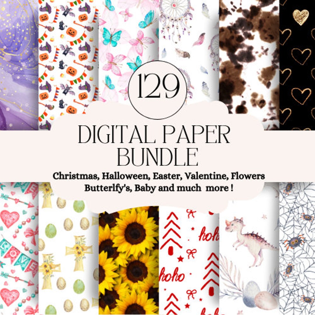 129 Digital Paper Design Bundle Holiday Season Digital Papers Patterns ...
