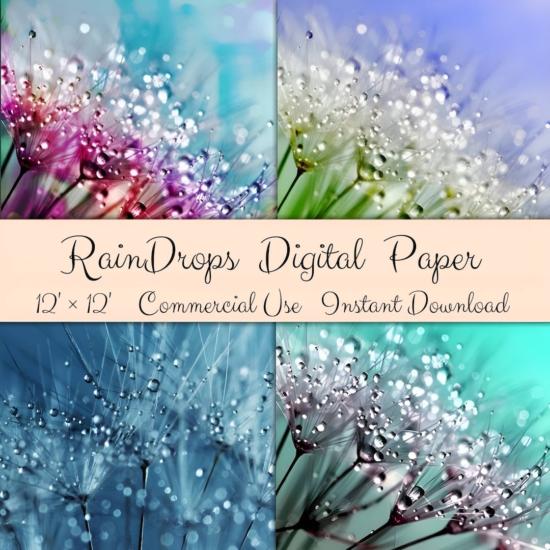 Rain Drops Digital Paper Scrapbook Printable Rain Drops - Etsy