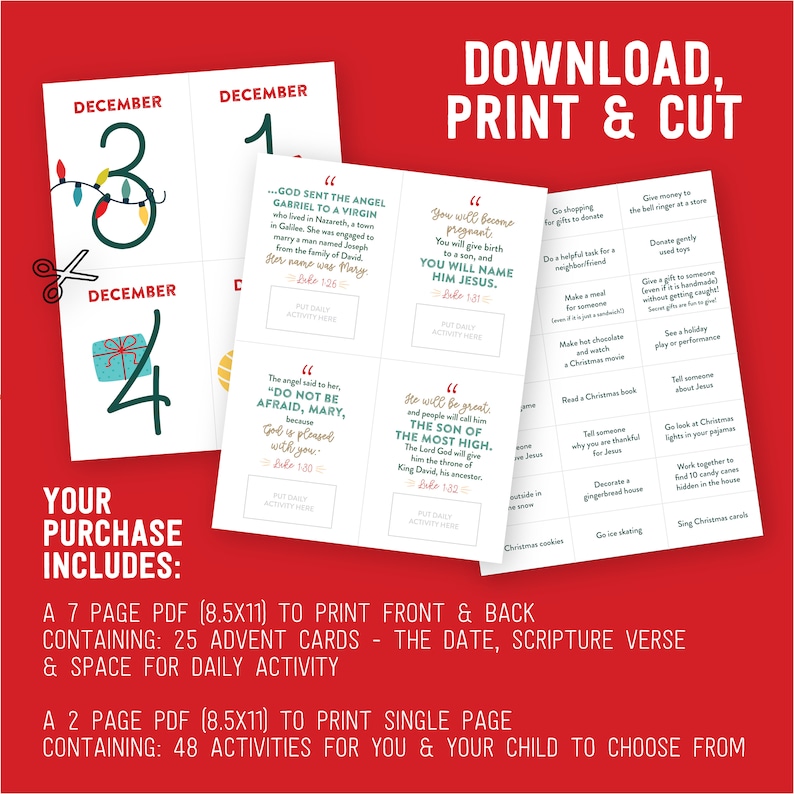 Printable Advent Activity Cards for Kids | Christmas Bucket List ...