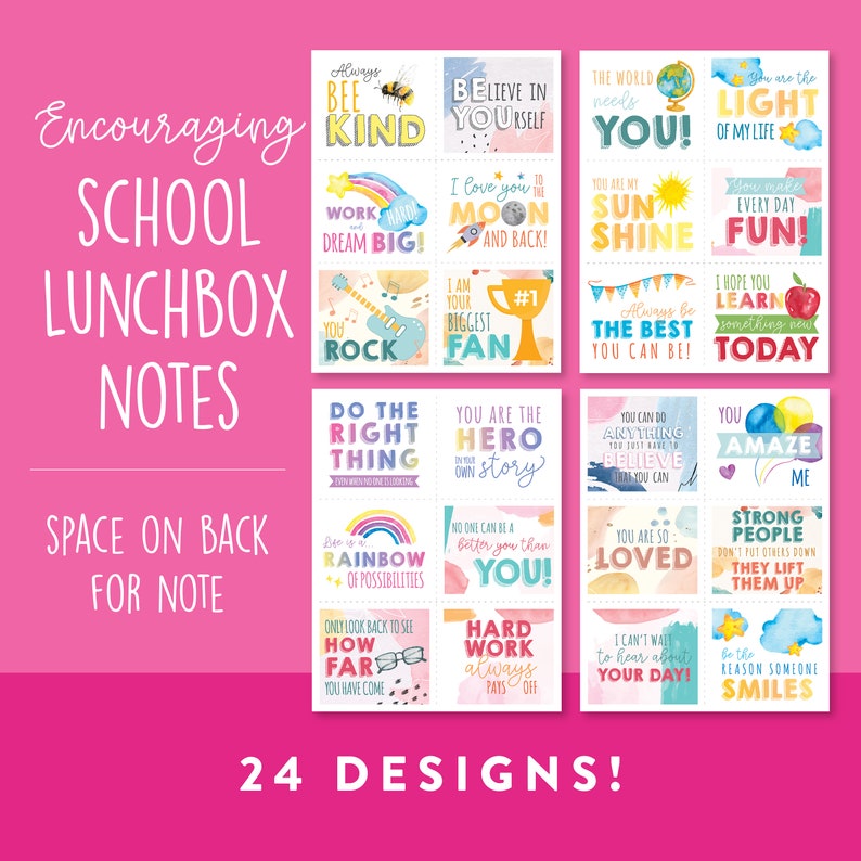 Printable Lunchbox Cards Positive Notes Inspiring Notes for Kids and ...