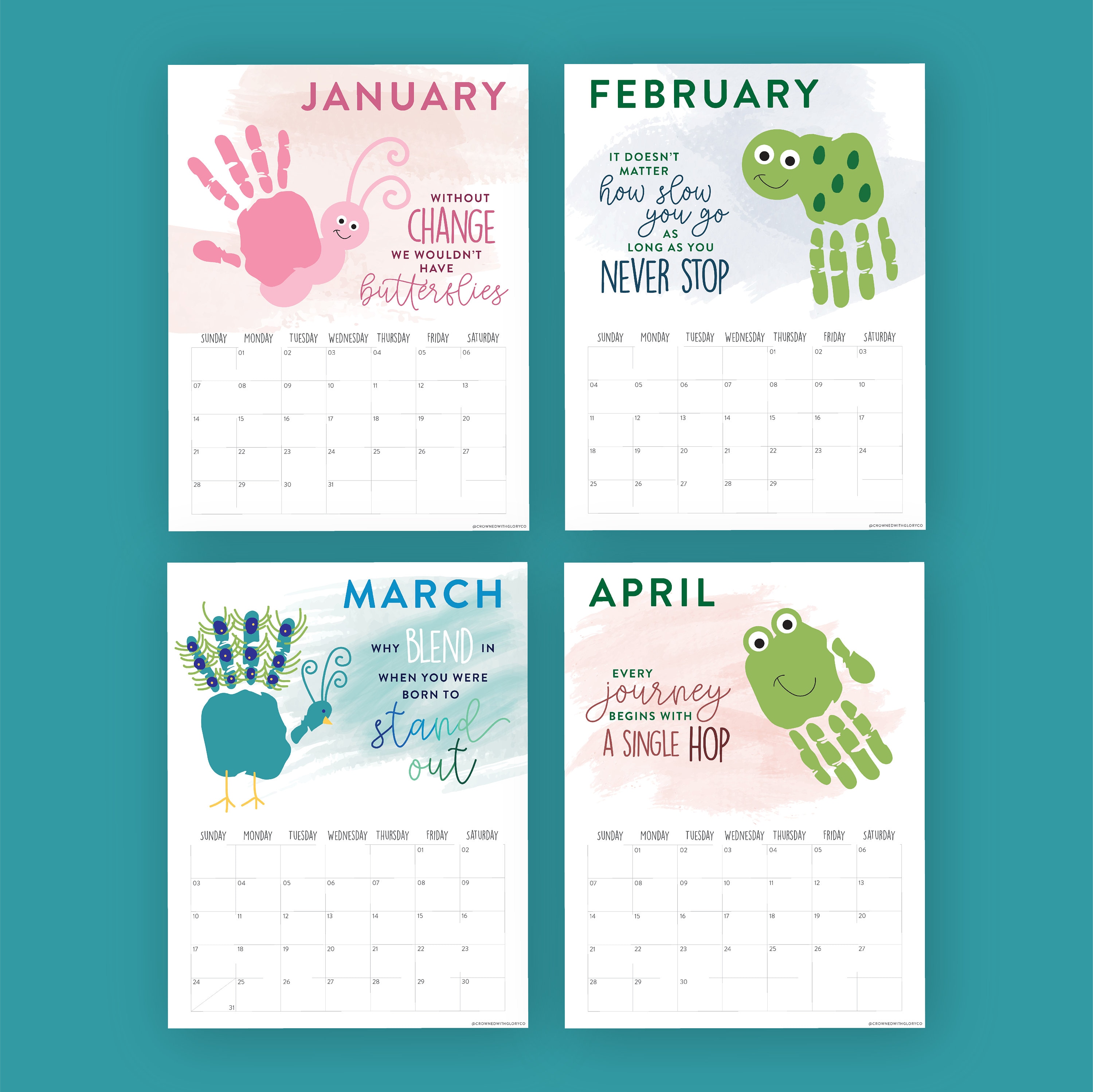 2024 Handprint Calendar Handprint Art Craft DIY Gift Child - Etsy Australia