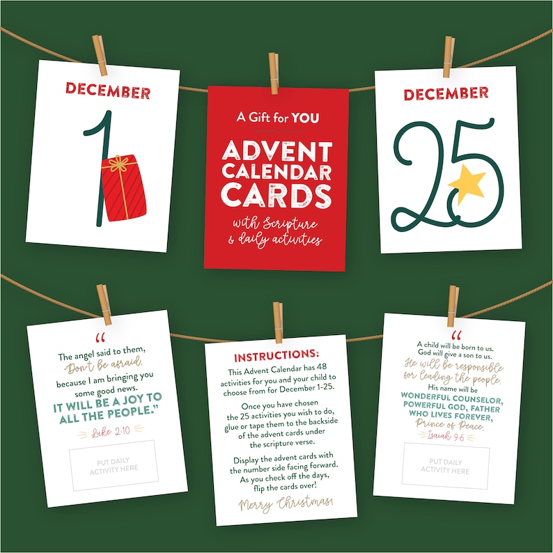 Printable Advent Activity Cards for Kids | Christmas Bucket List ...