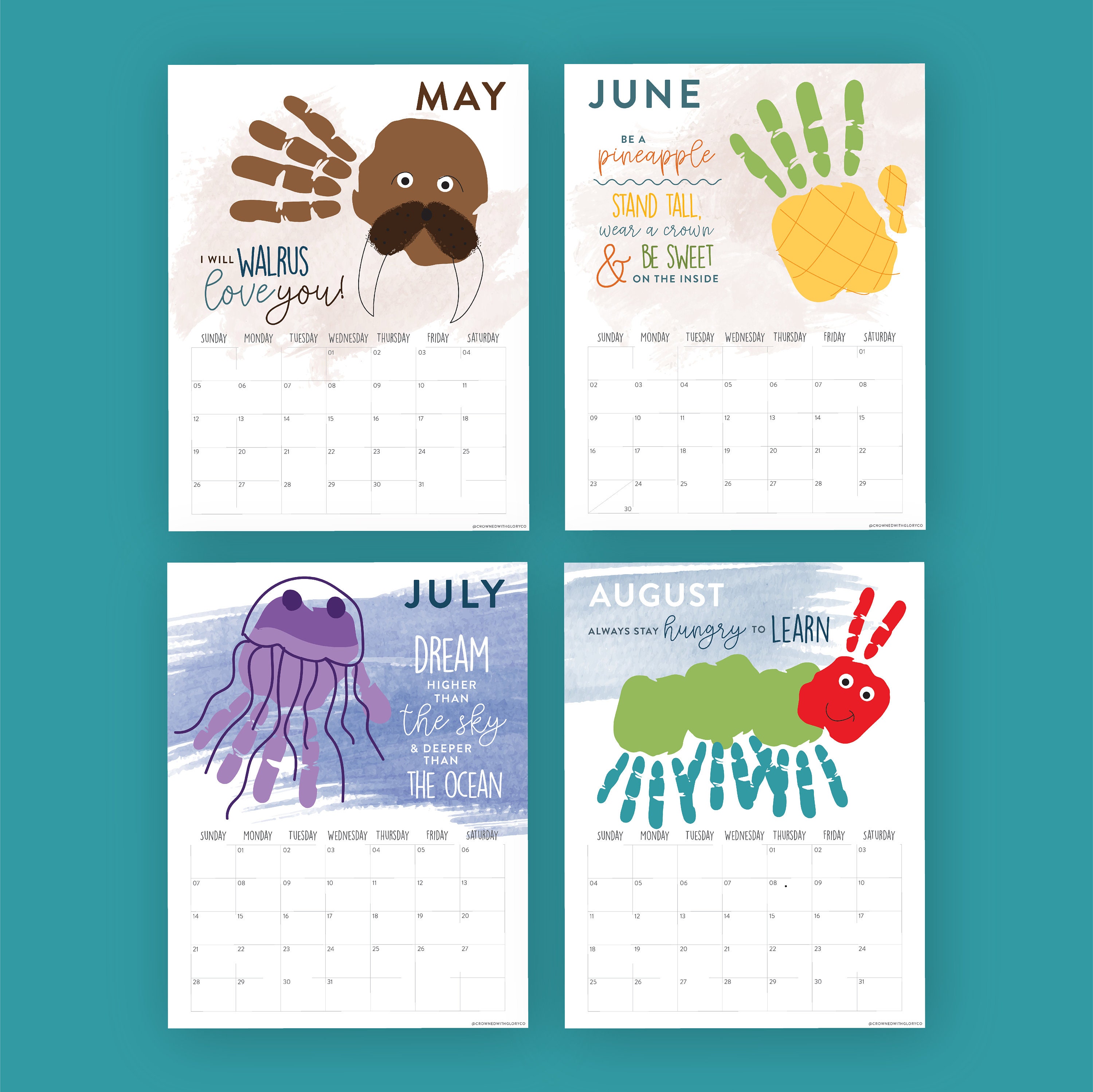 2024 Handprint Calendar Handprint Art Craft DIY Gift Child - Etsy Australia