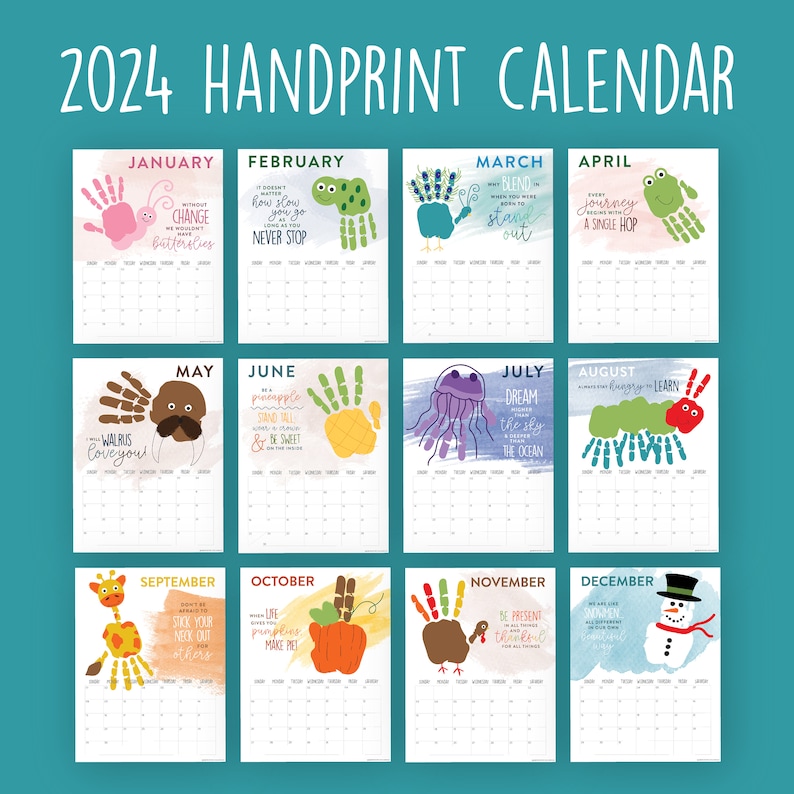 2024 Handprint Calendar Handprint Art Craft DIY Gift Child - Etsy Australia