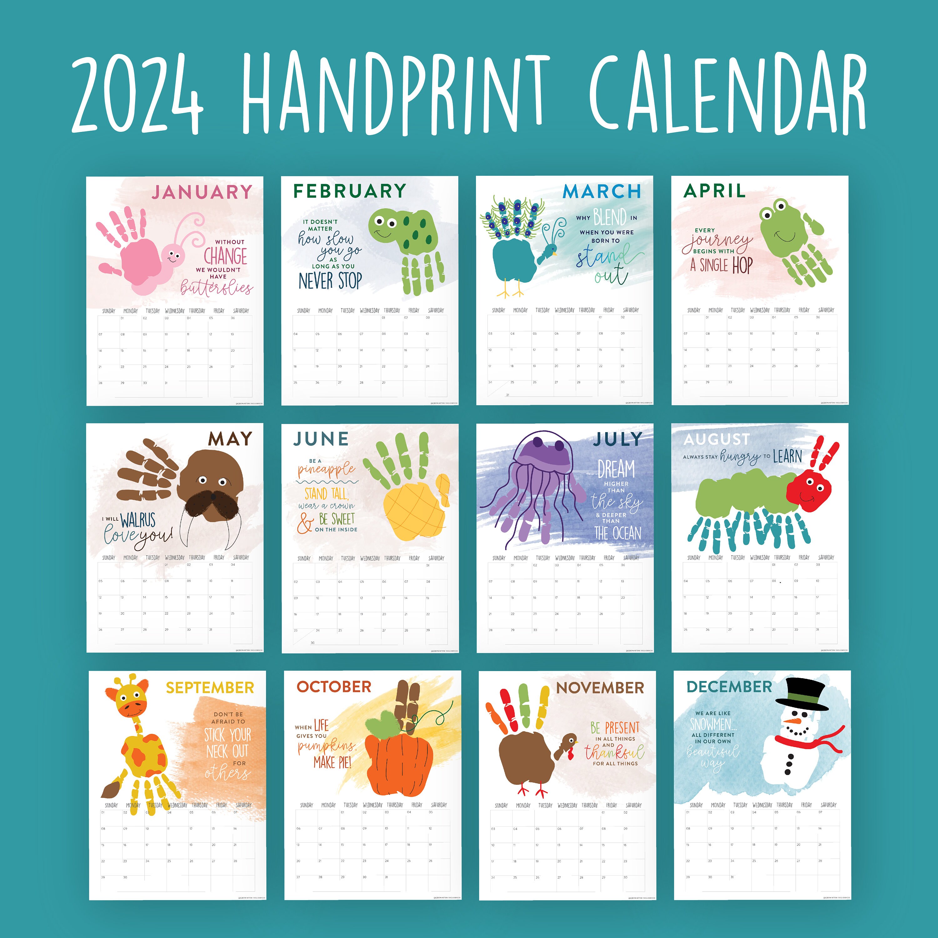 2024 Handprint Calendar Handprint Art Craft DIY Gift Child - Etsy Australia
