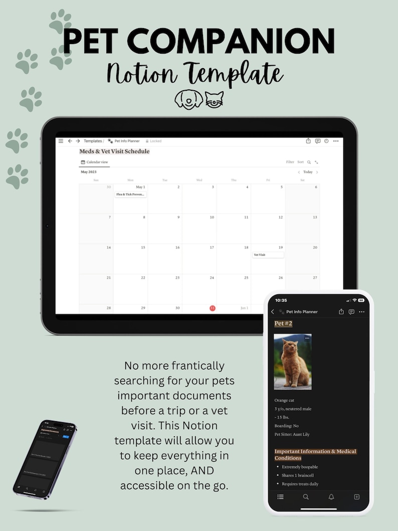 Comprehensive Pet Planner Notion Template - Etsy