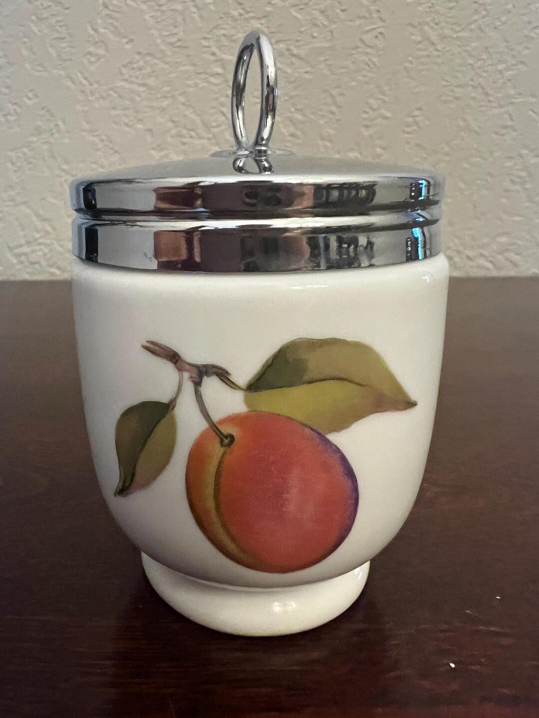 Vintage Royal Worcester Evesham Egg Coddler 3” Peach/plum Red Currant ...