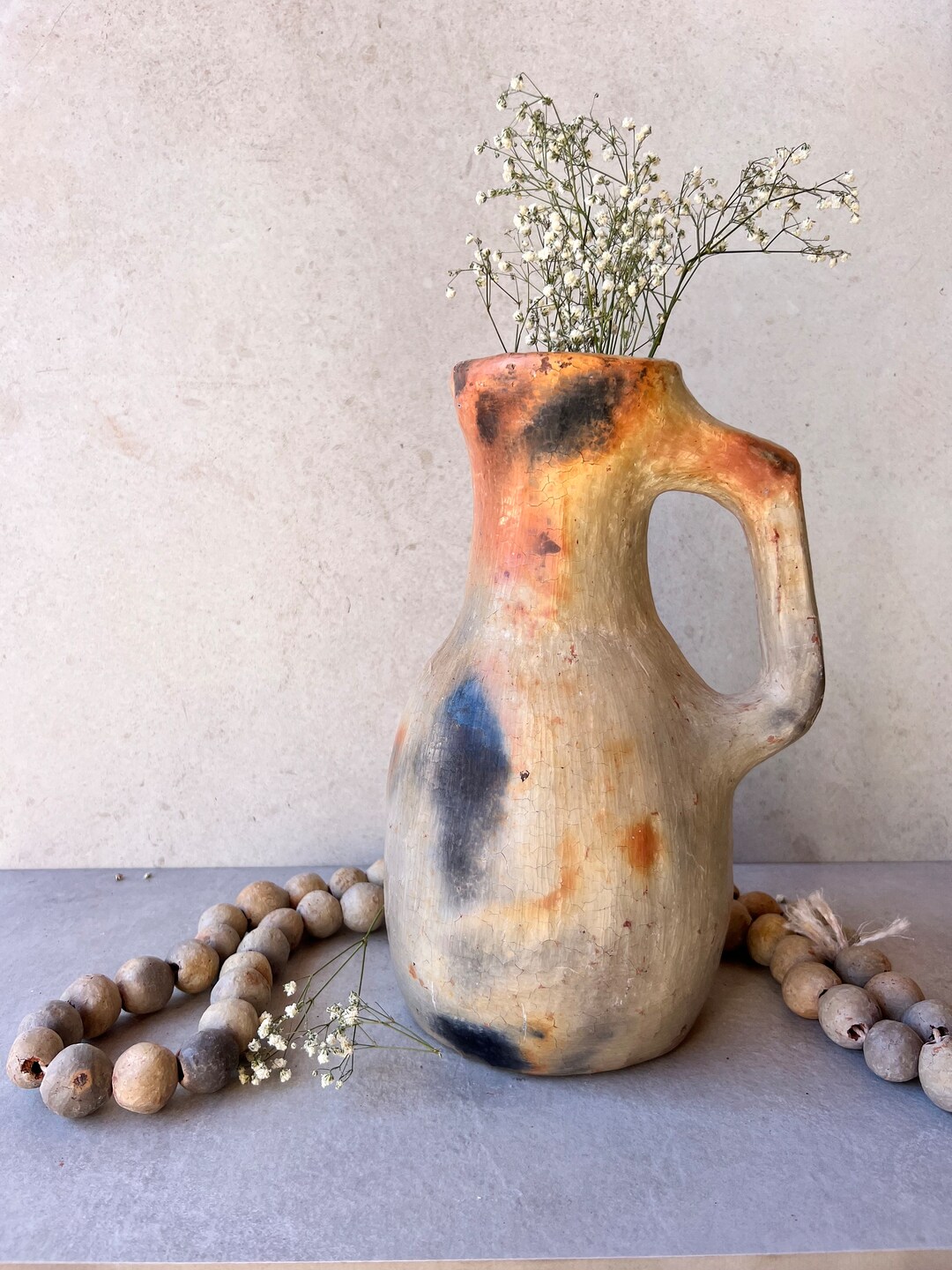 Wabi Sabi Aged Vessel, Rustic Distressed Vessels, 11 Tall Artisan Vase ...