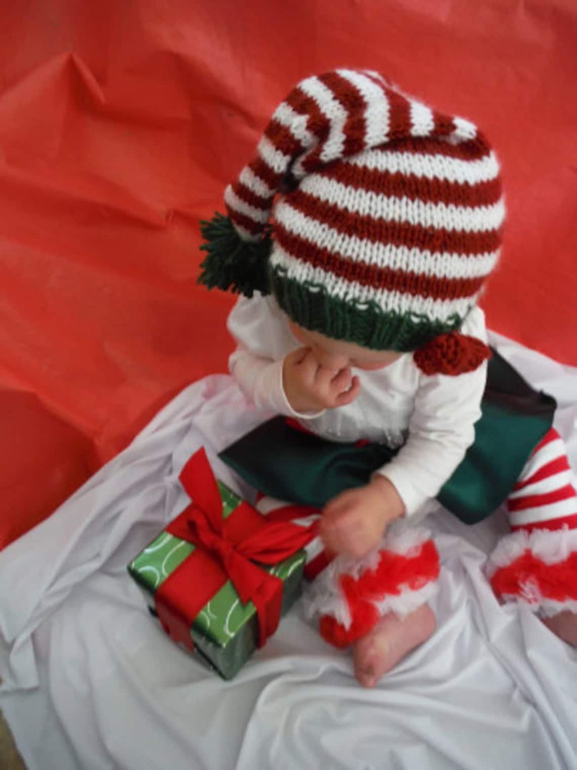 Knit Elf Hat: Striped Christmas Stocking Cap With Pom - Etsy