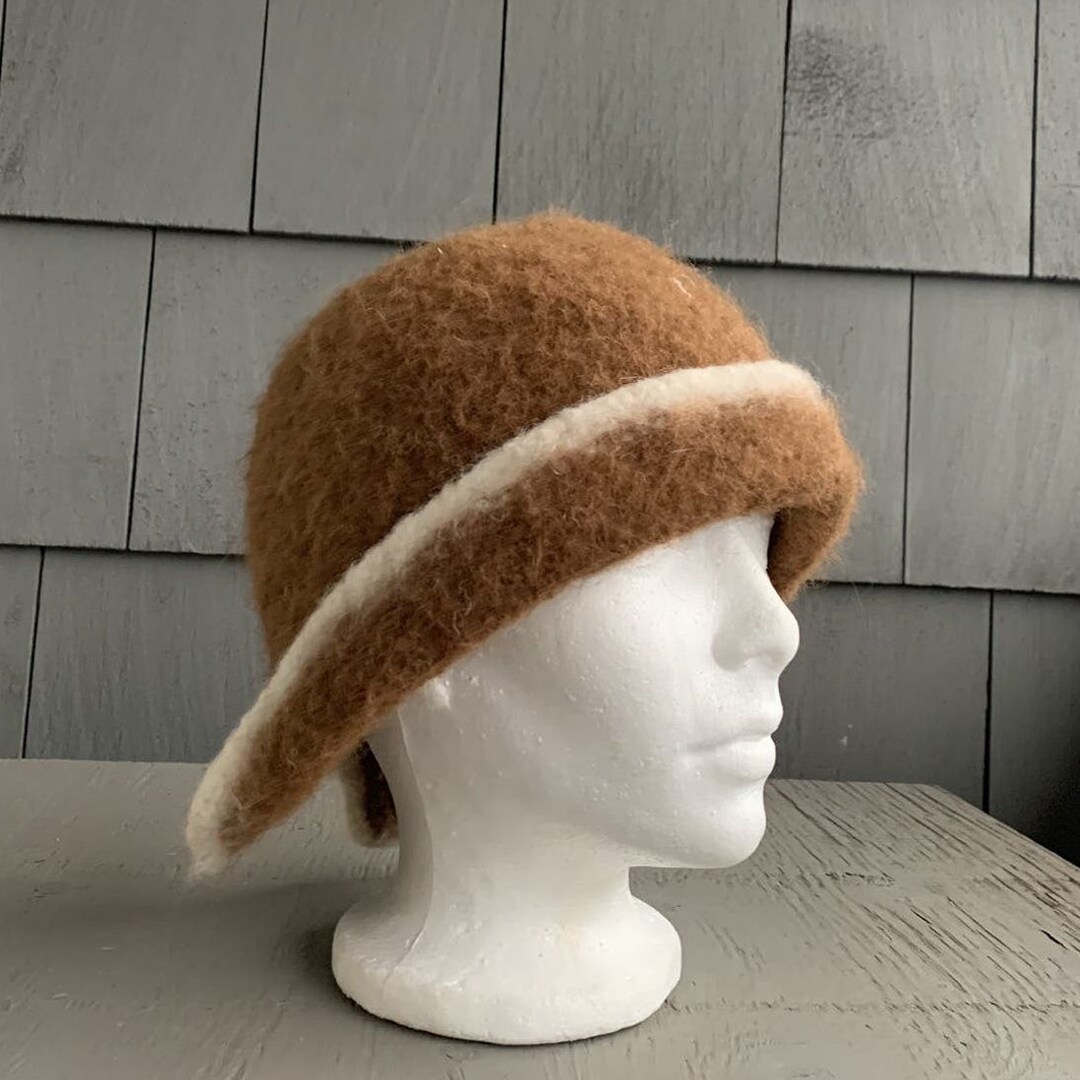 Vintage Silly Mohair Felted Wool Fuzzy Hat Fisher Wool Cap Angora ...