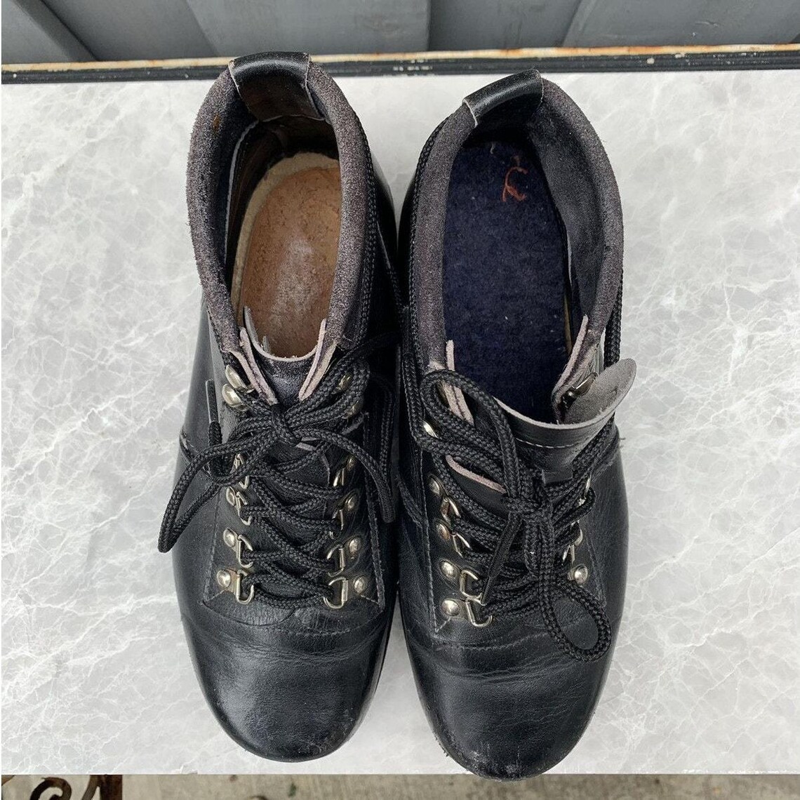 1980s Vintage Hiking Boots Mountain Trek 80s Vintage Black Leather ...