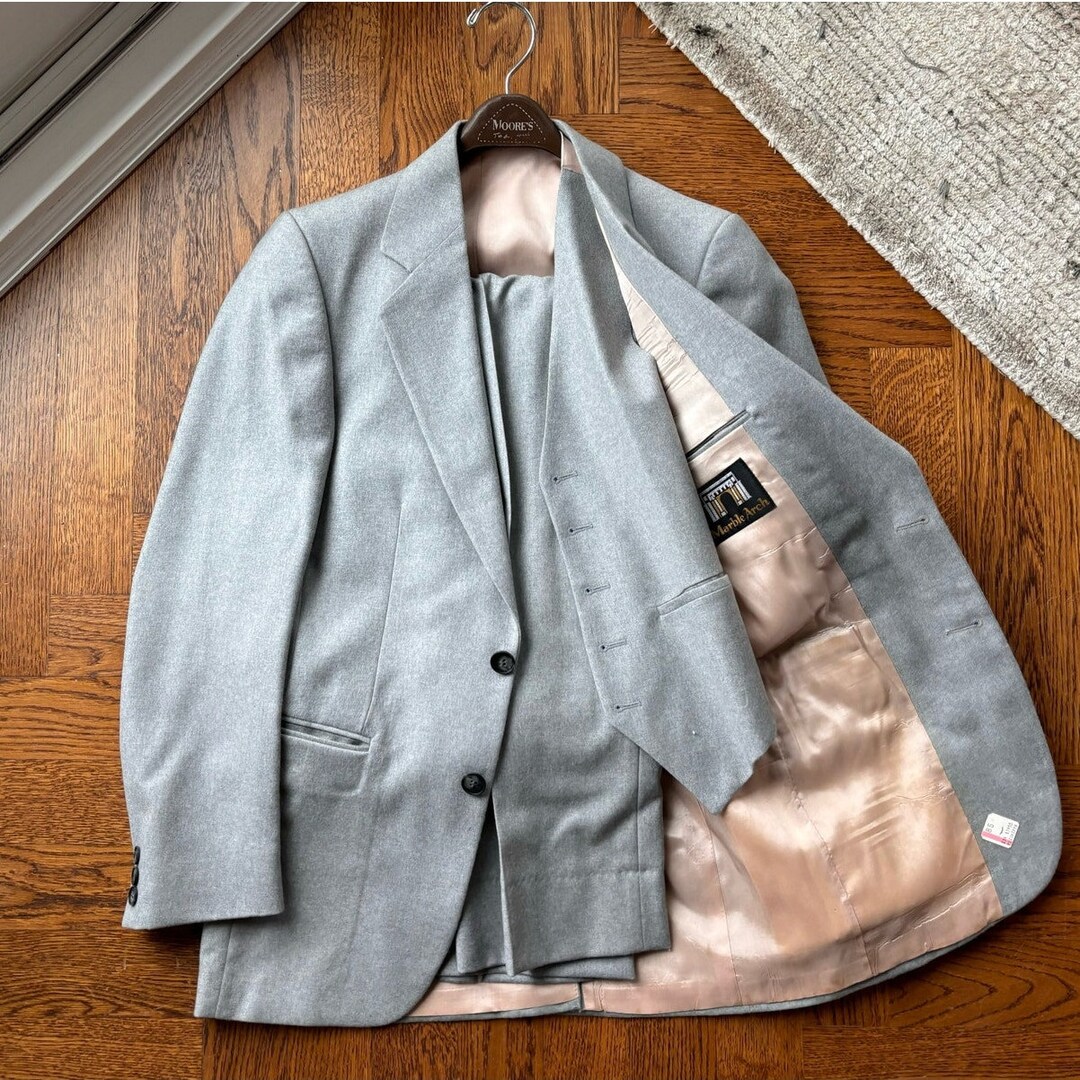 1980s Vintage Wool Suit 80s Vintage 3 Piece Blazer Pants Vest Grey Gray ...