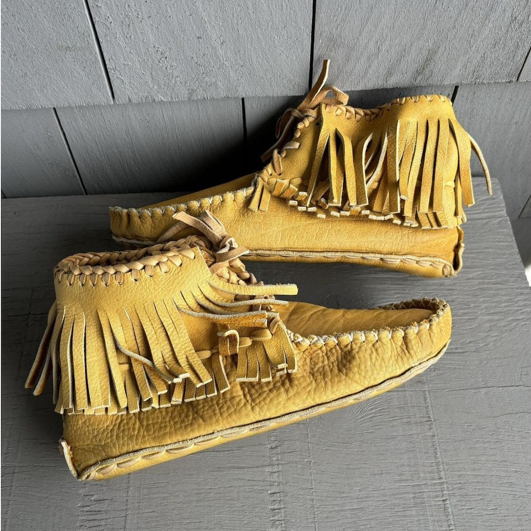 Vintage Deer Skin Moccasins Indigenous Buckskin Slippers 10 First ...