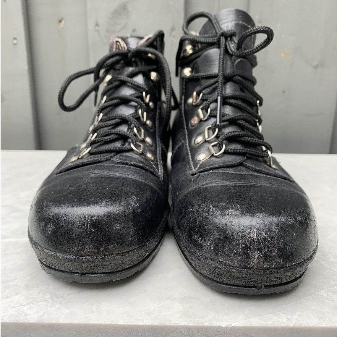 1980s Vintage Hiking Boots Mountain Trek 80s Vintage Black Leather ...