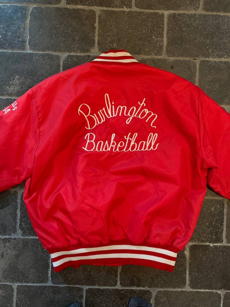 80s Vintage Nylon Varsity Bomber Coach Jacket Red Devils USA 1980s ...