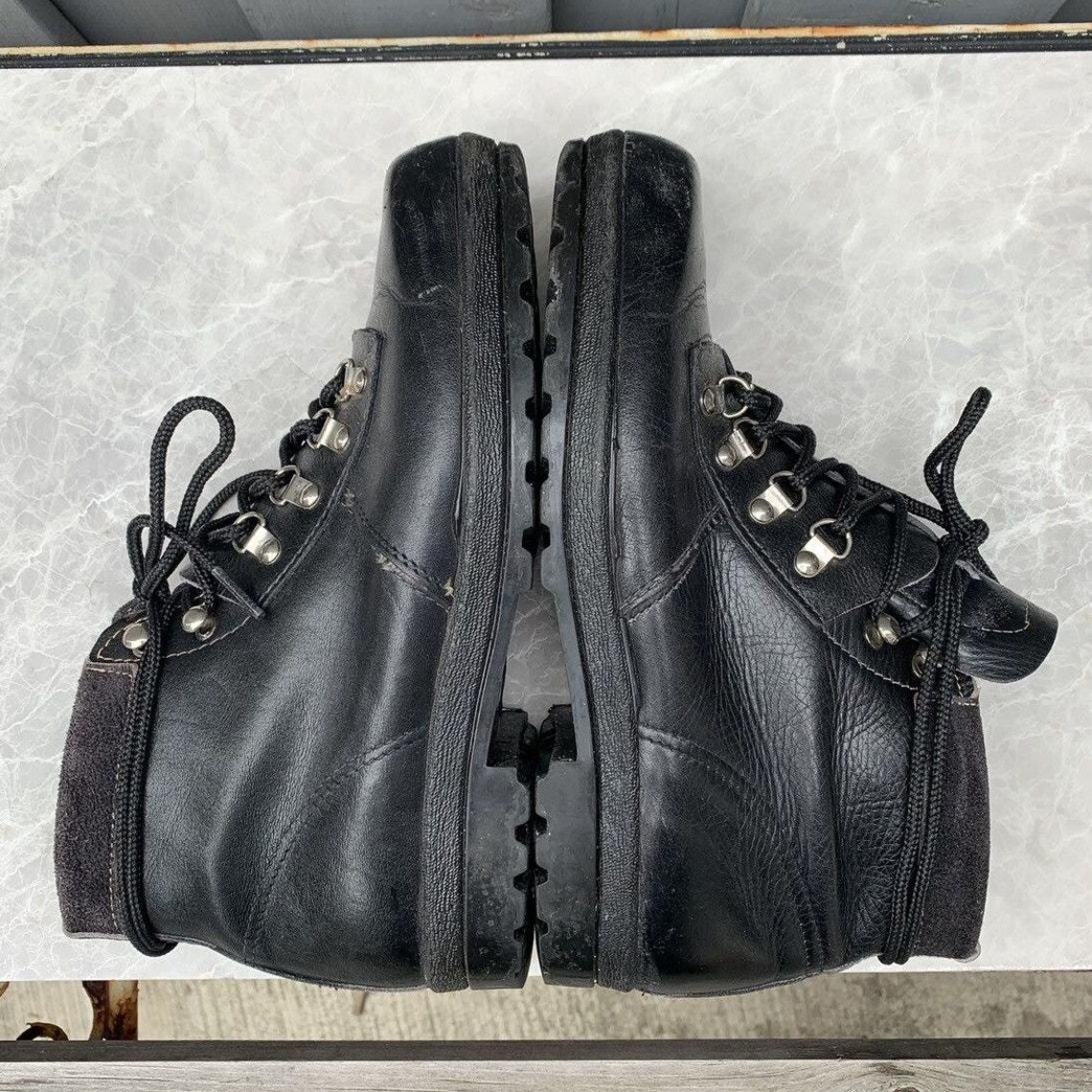 1980s Vintage Hiking Boots Mountain Trek 80s Vintage Black Leather ...