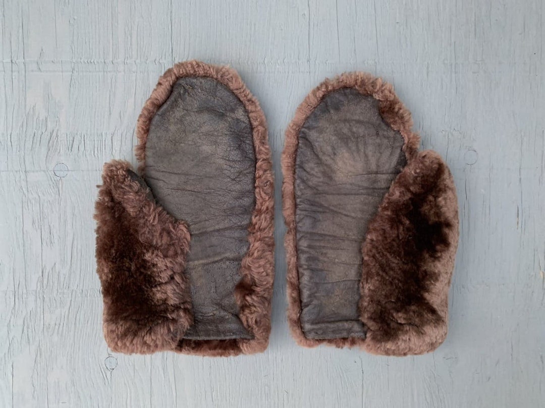 Vintage Fur Mittens Antique Sheared Beaver Bear Gauntlets 40 Mink ...
