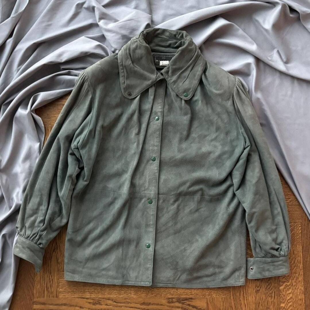 1970s Suede Coat Vintage Sage Green Cropped Jacket Pleat 70s Ultrasuede ...