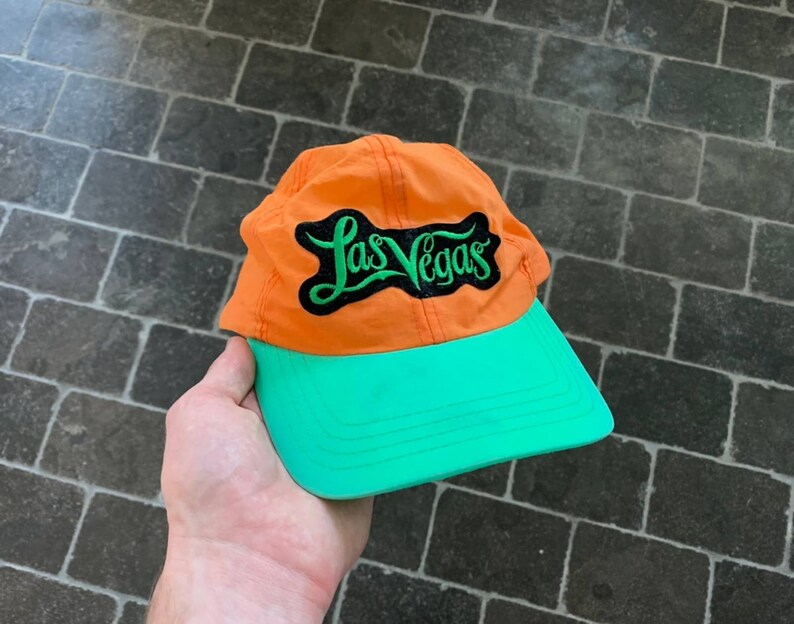 80s Vintage Neon Nylon Las Vegas Tourism Souvenir Hat Snap - Etsy
