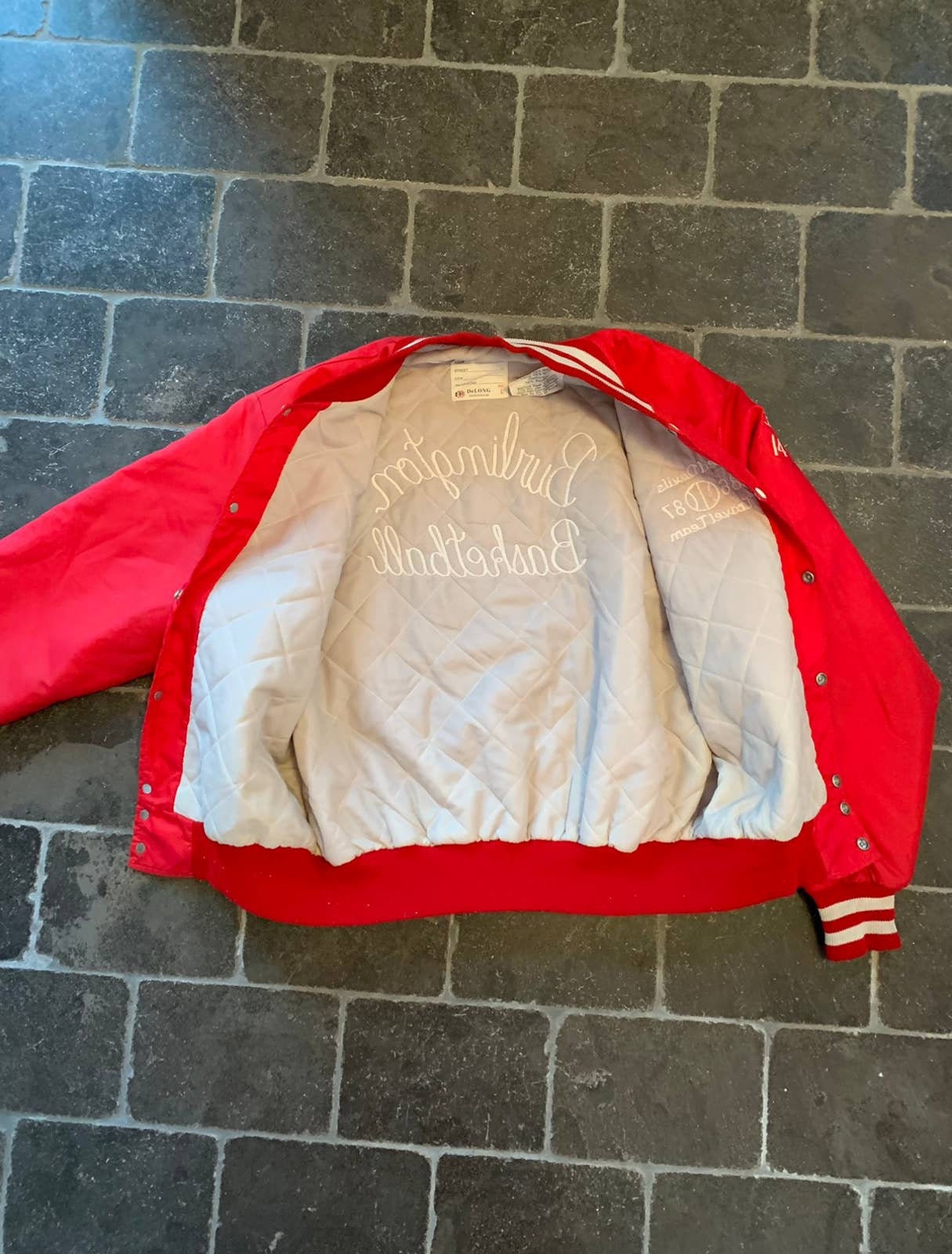 80s Vintage Nylon Varsity Bomber Coach Jacket Red Devils USA 1980s ...
