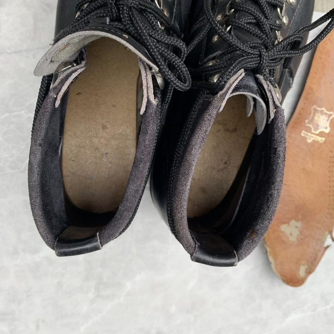 1980s Vintage Hiking Boots Mountain Trek 80s Vintage Black Leather ...