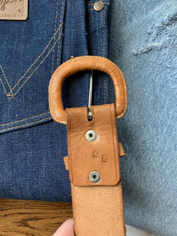 1970s Tooled Leather Belt Vintage Weave 70s Big XL 40… - Gem
