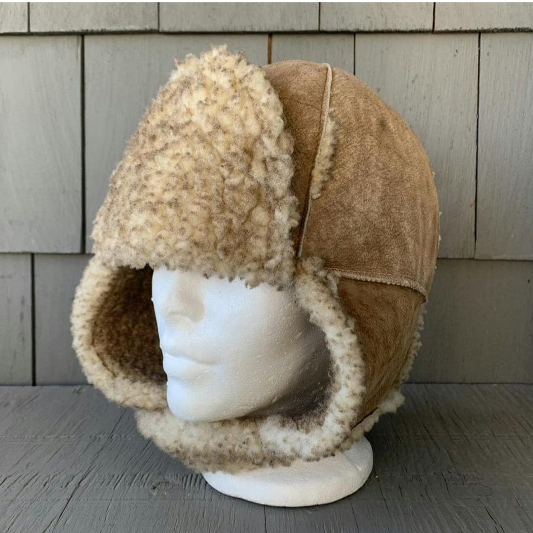 Vintage Eddie Bauer Shearling Trapper Cap Pilots Ushanka 1960s ...