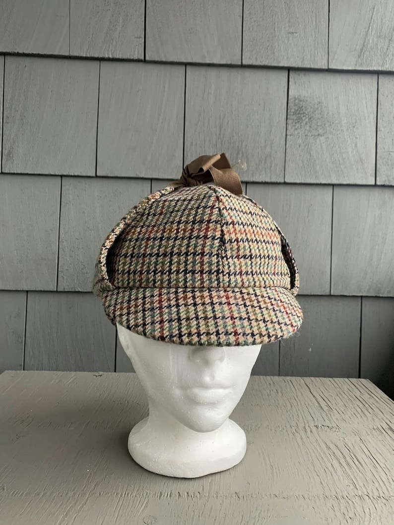 Vintage Tweed Deerstalker Hat Sherlock Holmes Hat Detective Hat England ...