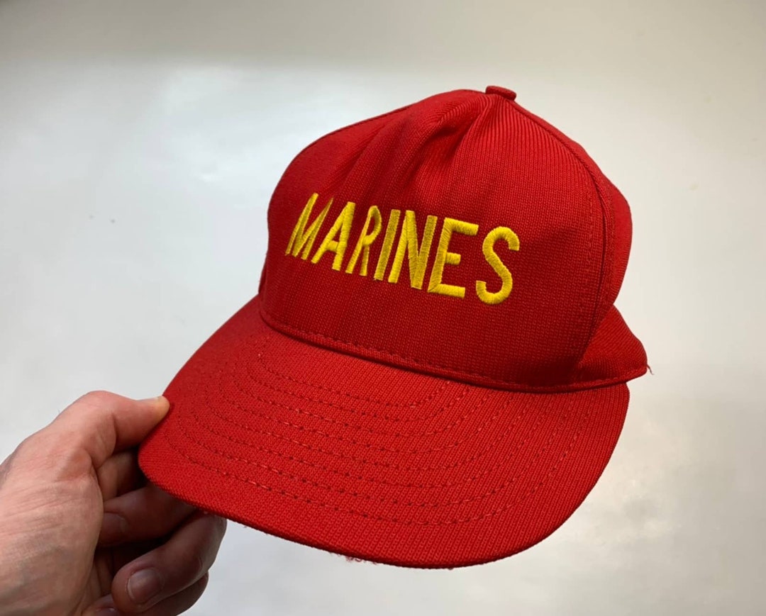 Vintage Marines USMC Made in USA Red Snap Back Trucker Hat American ...