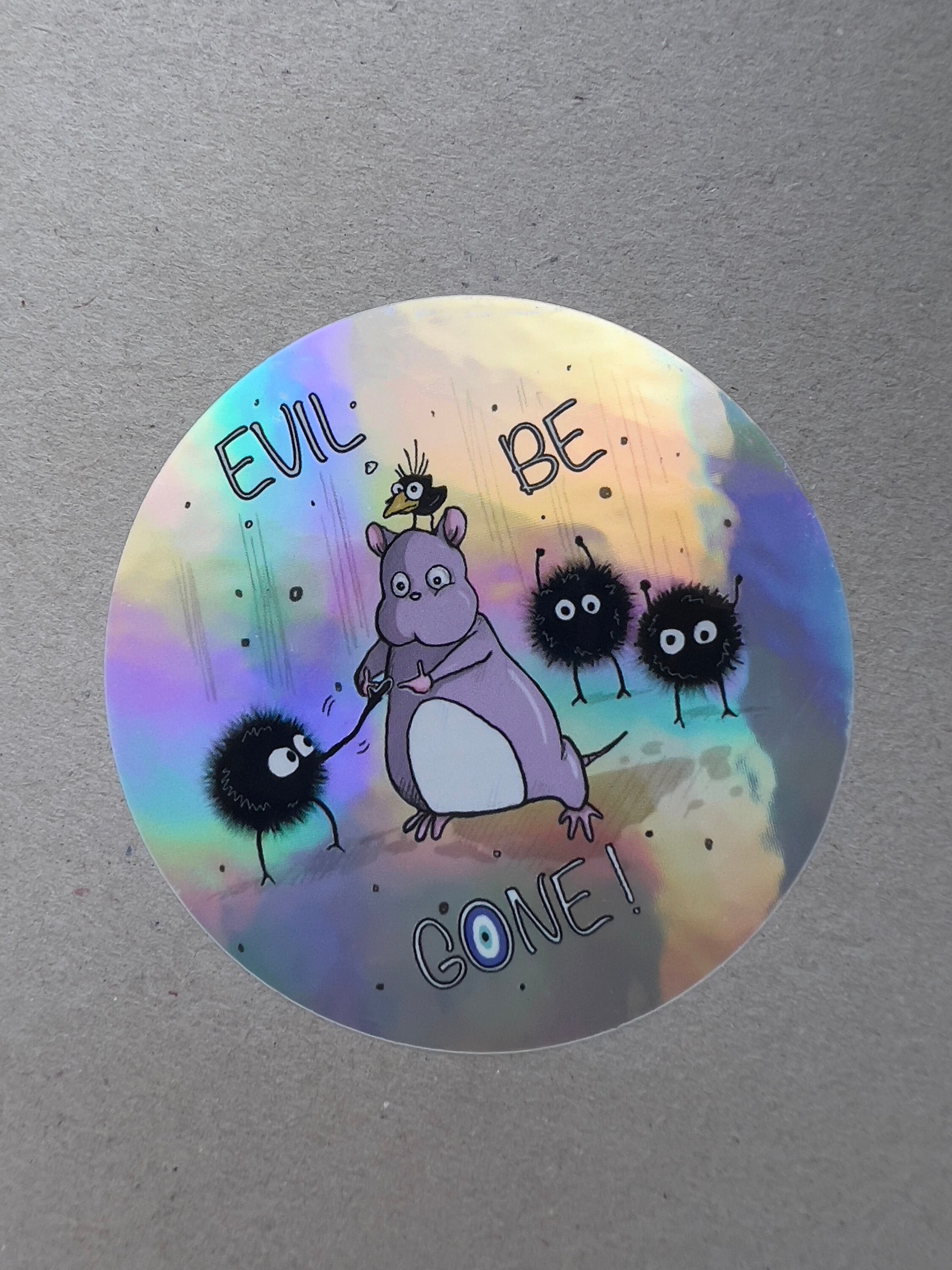 Spirited Away Evil Be Gone Holographic Sticker 3x3 In - Etsy