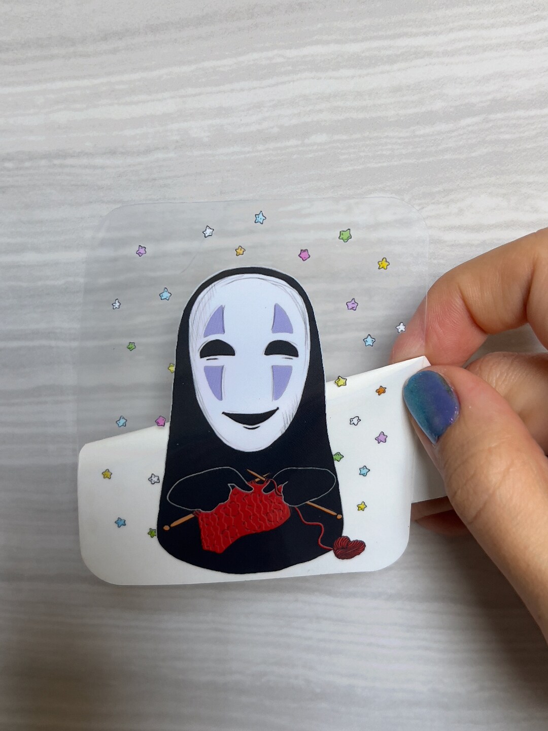 Spirited Away, Knitting No-face, Clear/transparent Sticker 3x3.5 In - Etsy