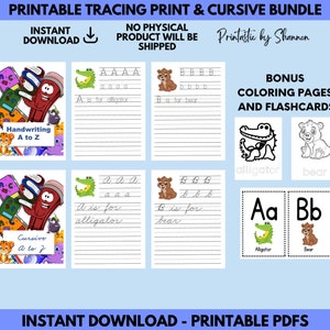 Printable Learning to Write, Tracing Cursive and Print A to Z BUNDLE ...
